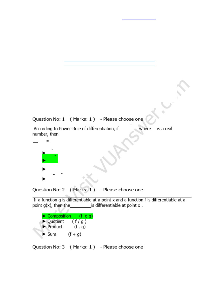 MTH101 FINAL TERM SOLVED MCQs | PDF