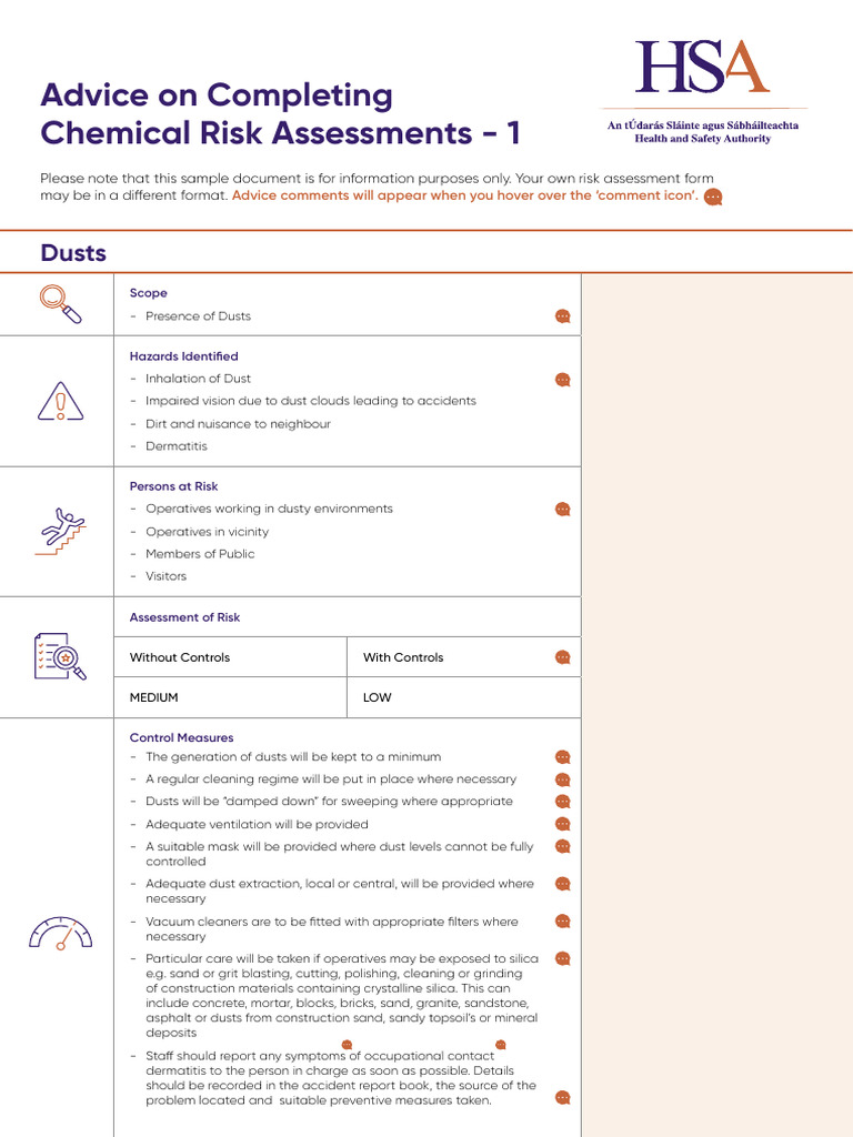 Risk Assessment Dust Document 1 | PDF