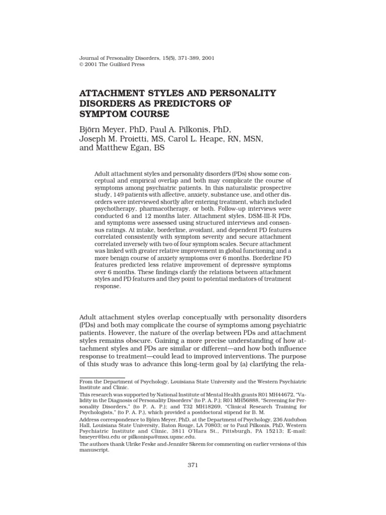 Attachment and PD | PDF