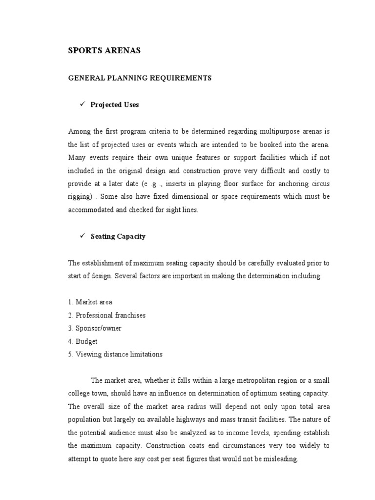 Sports Arena Planning Guidelines | PDF | Toilet | Transport
