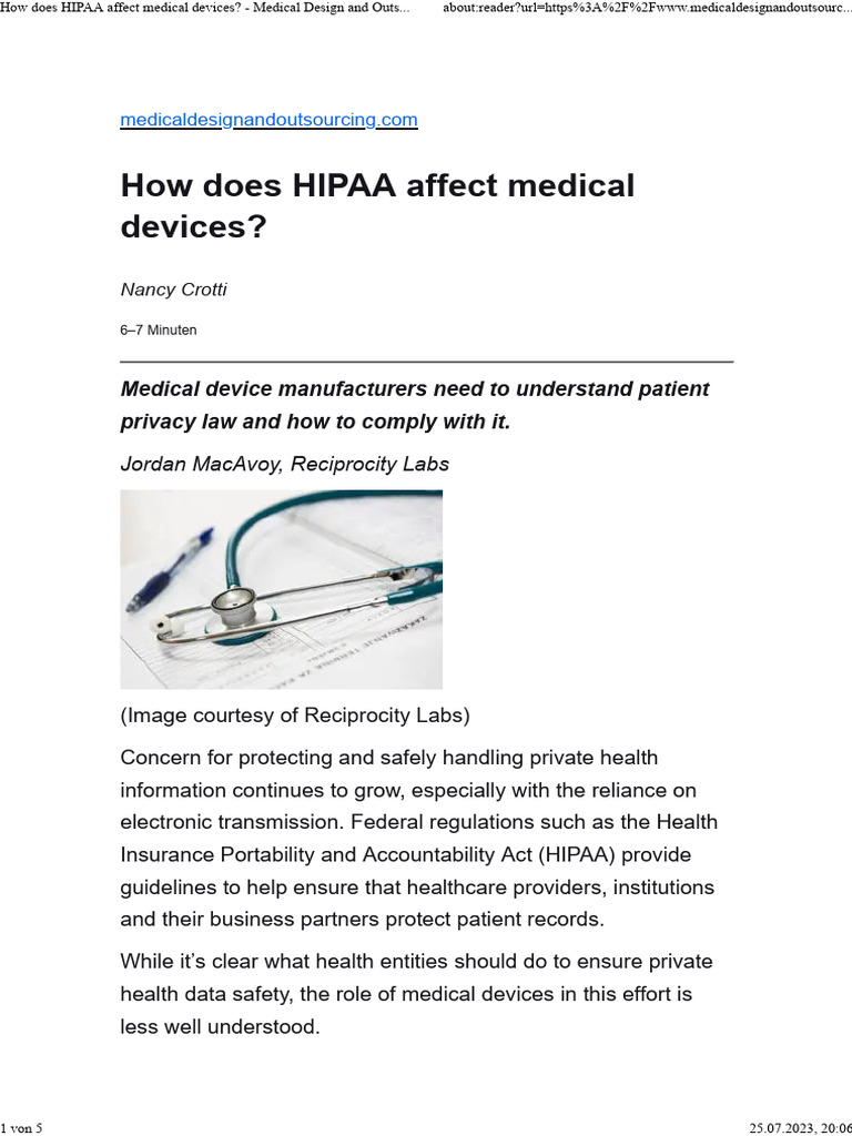 How Does HIPAA Affect Medical Devices - Medical Design and Outsourcing ...
