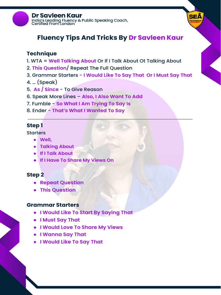Fluency Tips and Tricks by DR Savleen Kaur | PDF