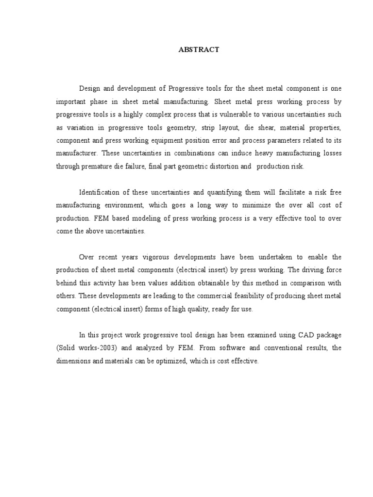 Optimization of Progressive Tool Design for Sheet Metal Components ...