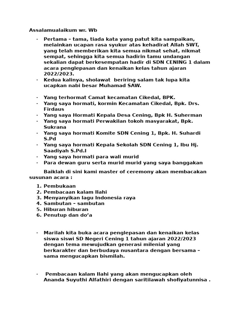 Script Acara | PDF | Cocina, comidas y vino