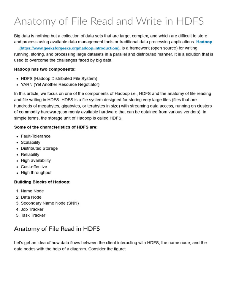 Anatomy of File Read and Write in HDFS - Big Data Technologies | PDF