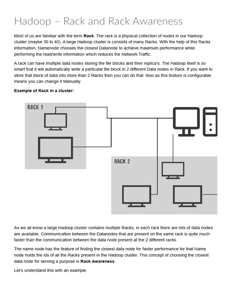 Hadoop - Rack and Rack Awareness - Big Data Technologies | PDF