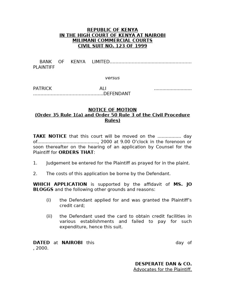 Summary Judgment - Application- Affidavit | PDF