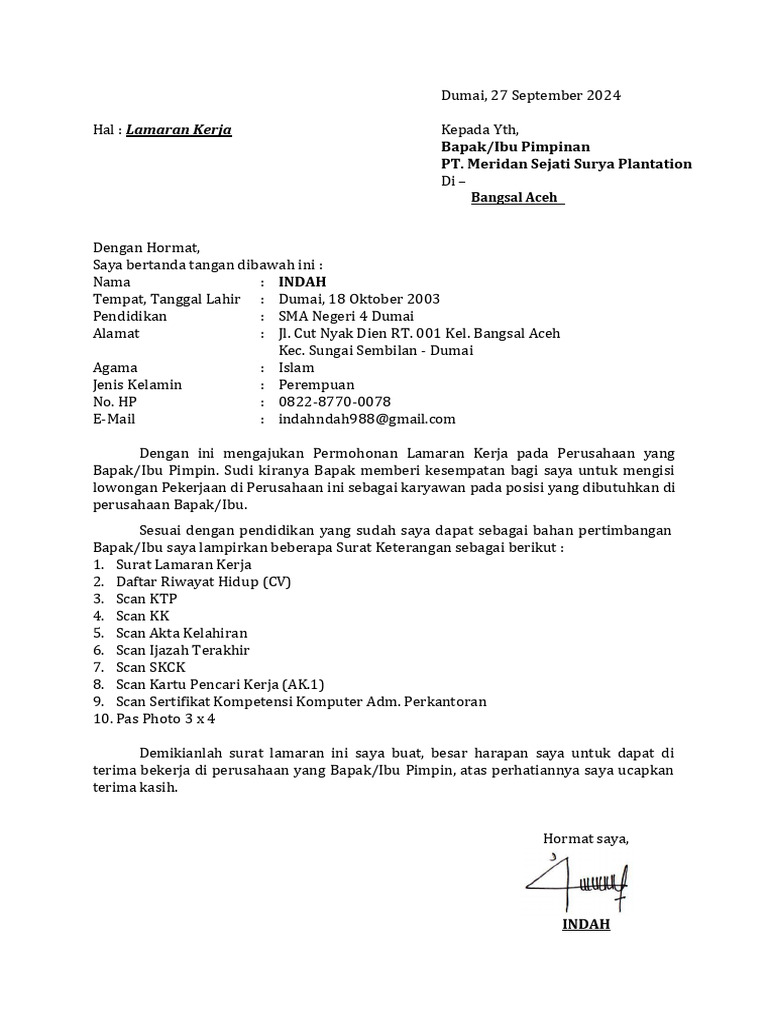 Surat Lamaran 3 | PDF