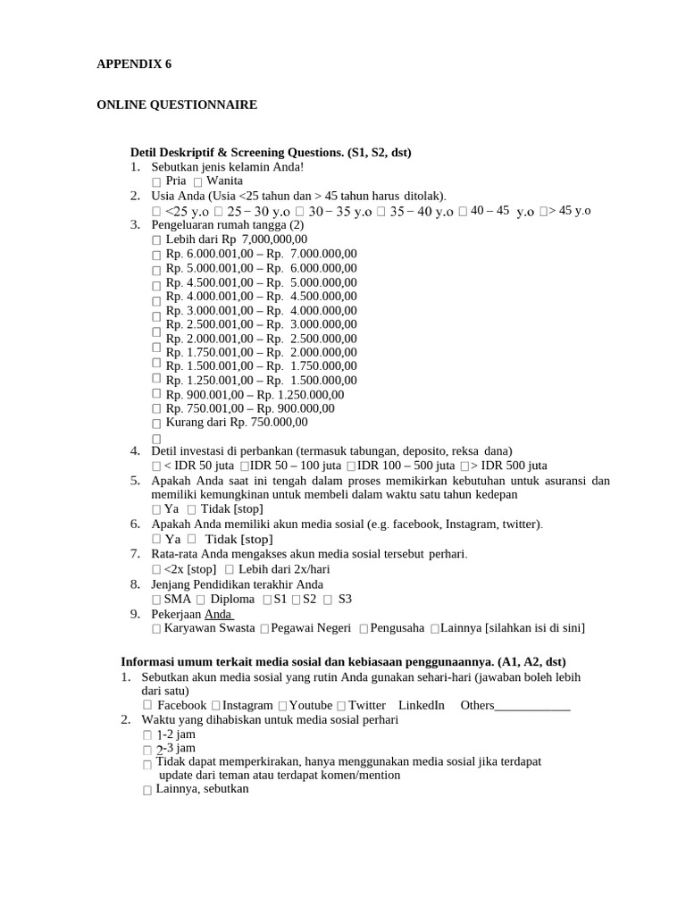 Kuesioner Final Snapy | PDF