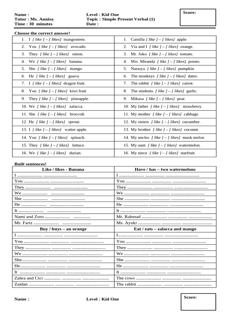 K1 Simple Present Verbal | PDF