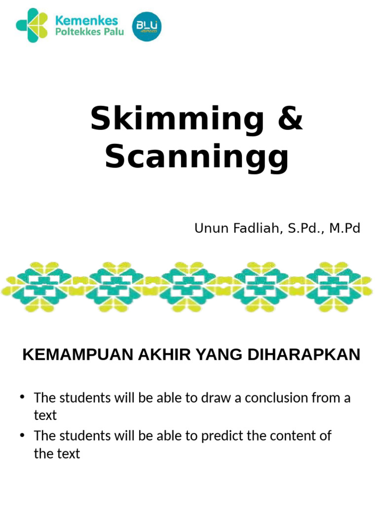 Skimming & Scanning Technique | PDF