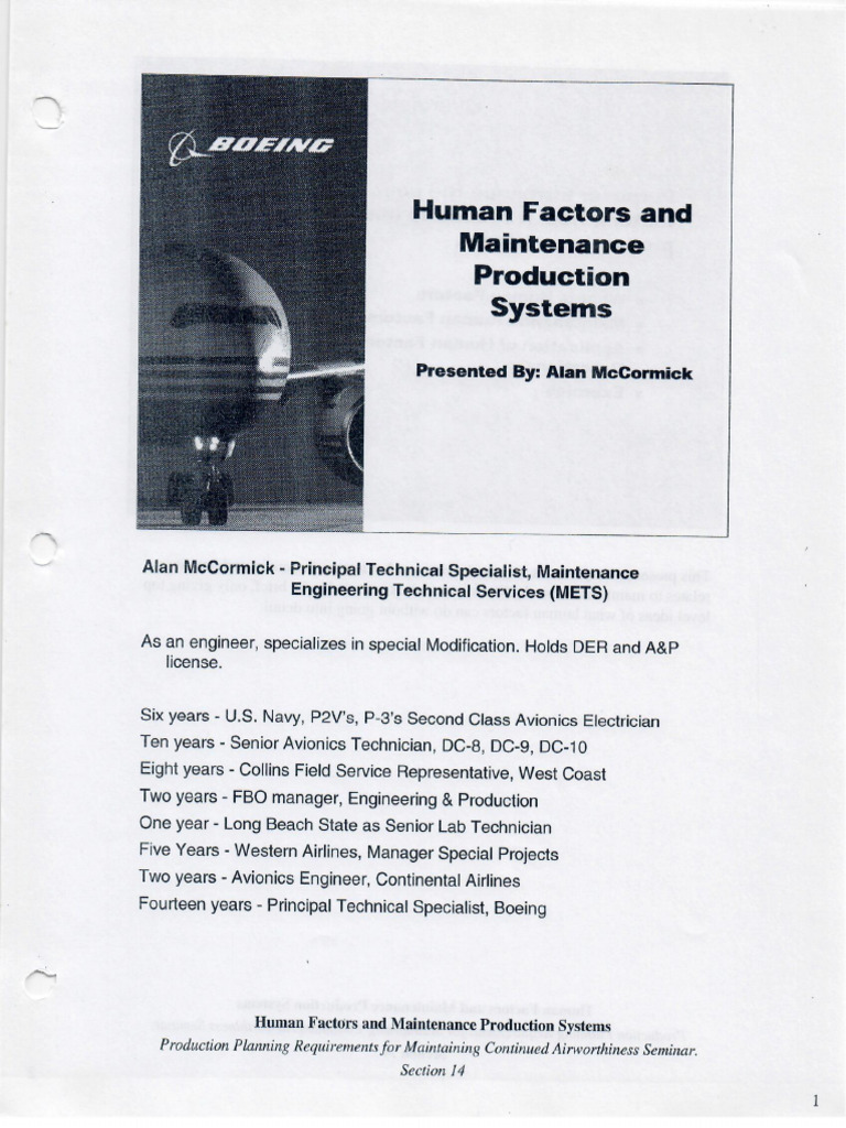 Human Factors and Maintenance Production Systems | PDF