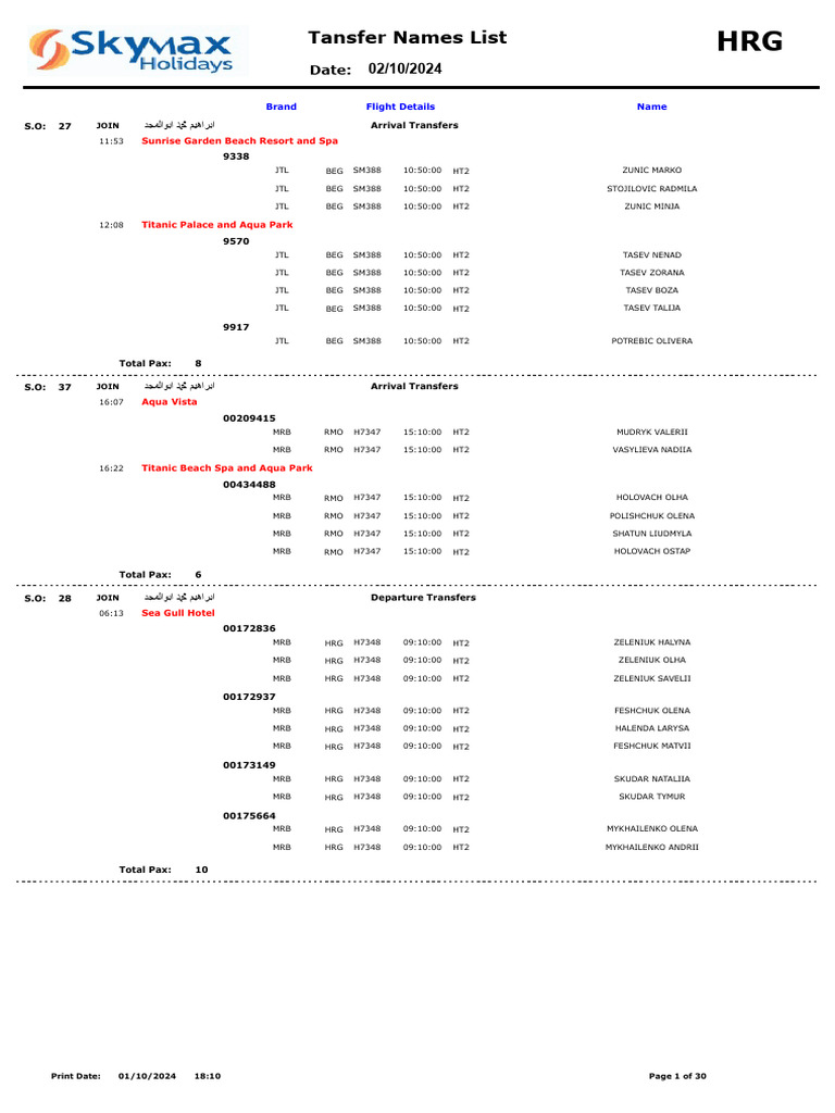 Arr & Dep Names 02.10.2024 | PDF