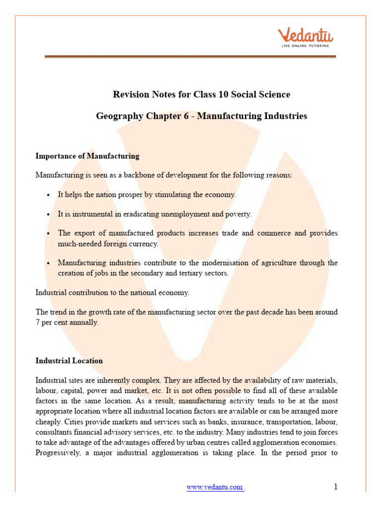 Cbse Class 10 Social Science Geography Chapter 6 Notes | PDF