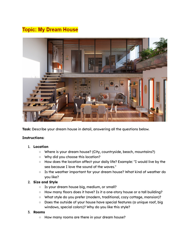 Topic - My Dream House | PDF