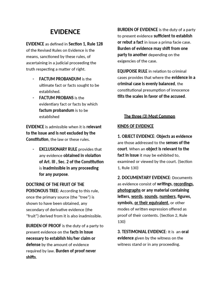 Evidence Prelims Pdf
