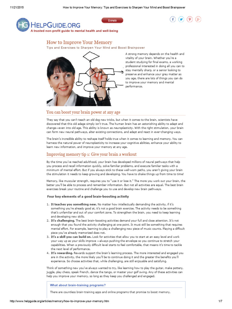 Improve Your Memory - Tips and Exercises To Sharpen Your Mind and Boost ...