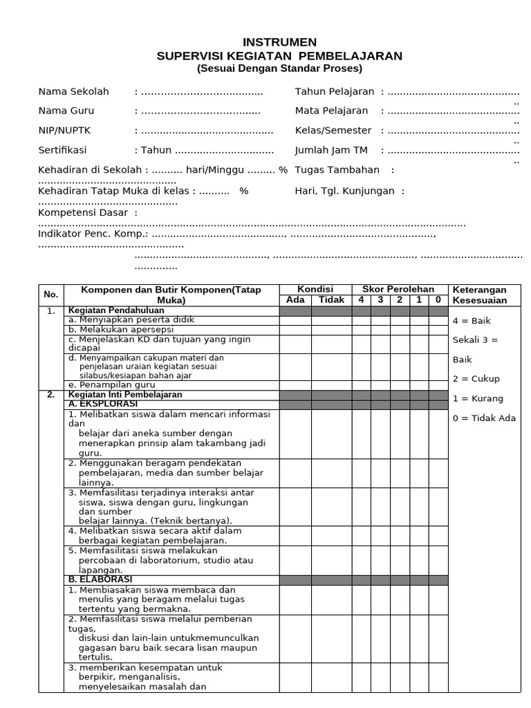 INSTRUMEN penilaian mengajar | PDF