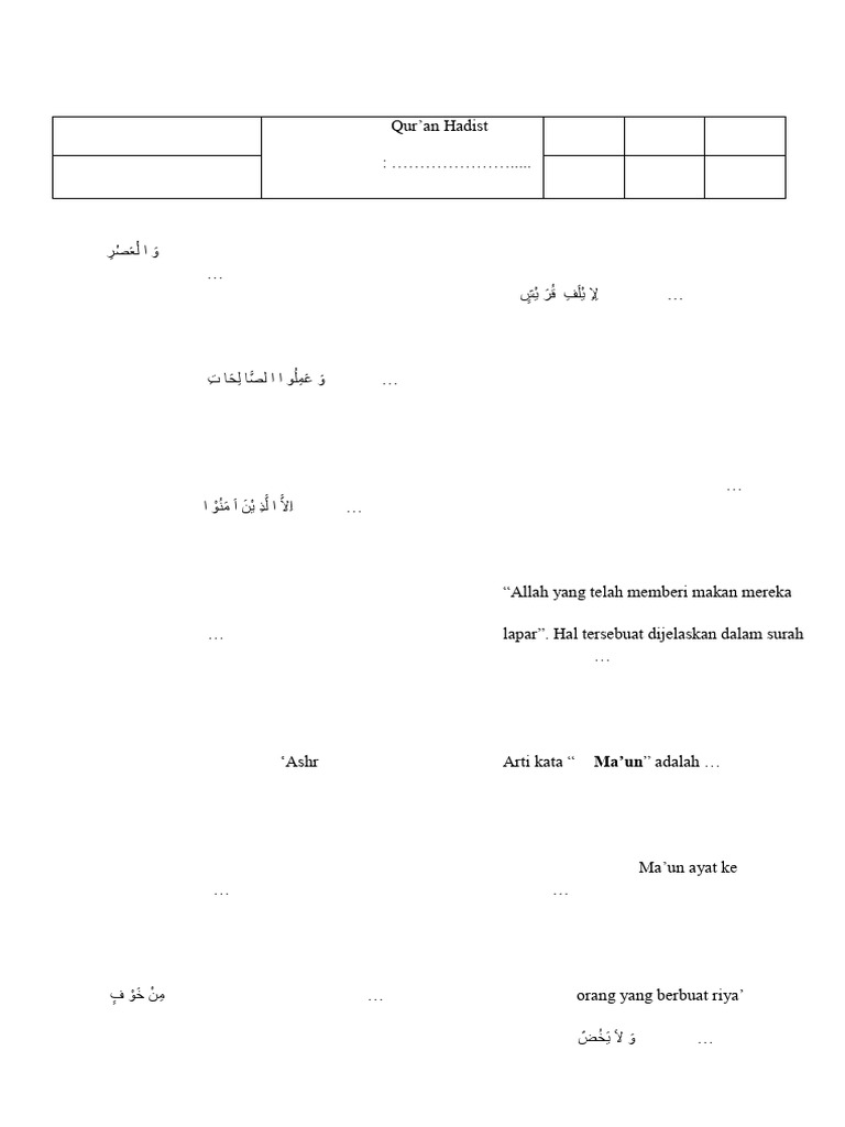 Qurdis Kelas 4 | PDF