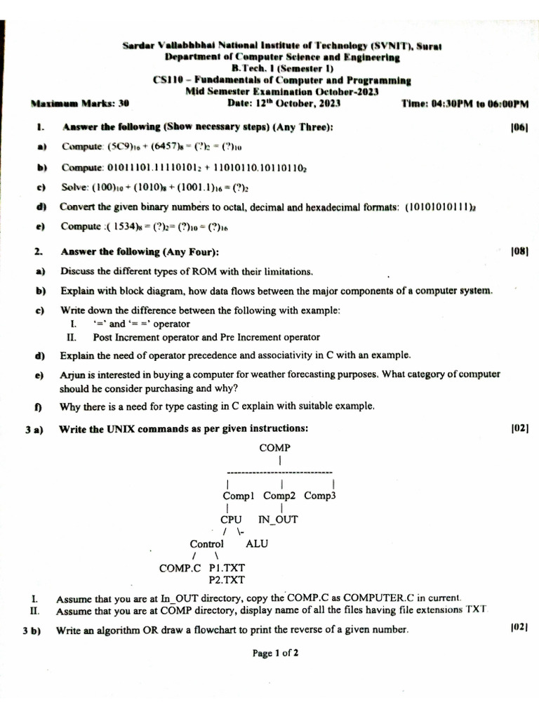 FCP Mid Semester Paper | PDF
