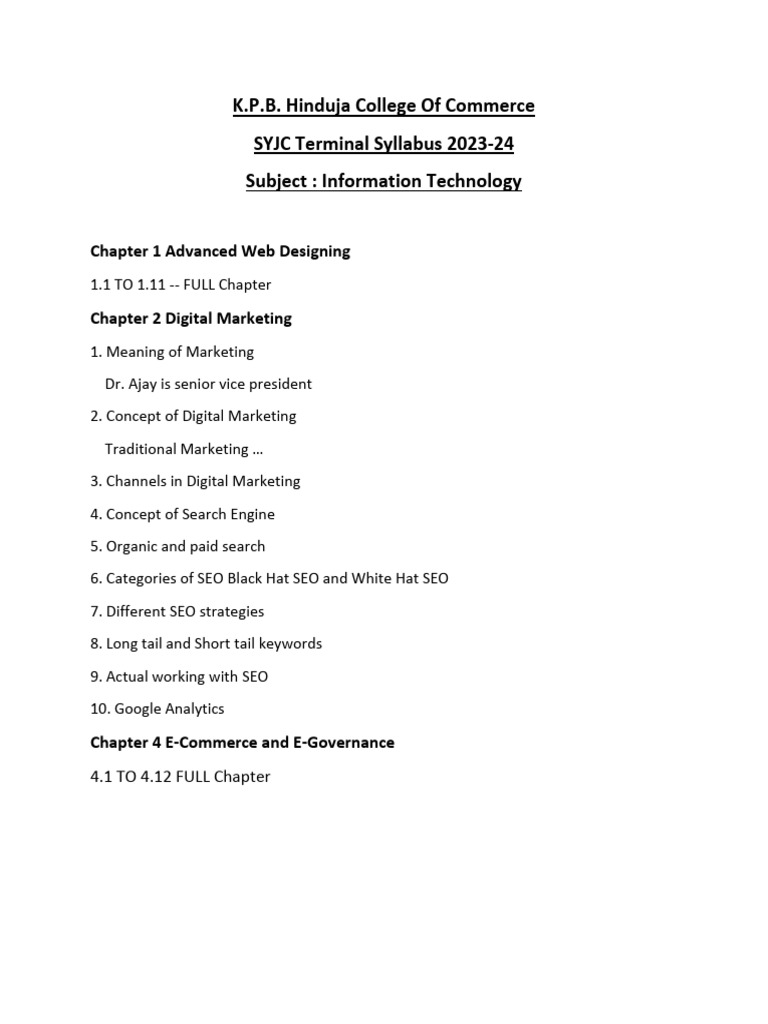 SYJC IT Terminal Syllabus 2023-24 | PDF