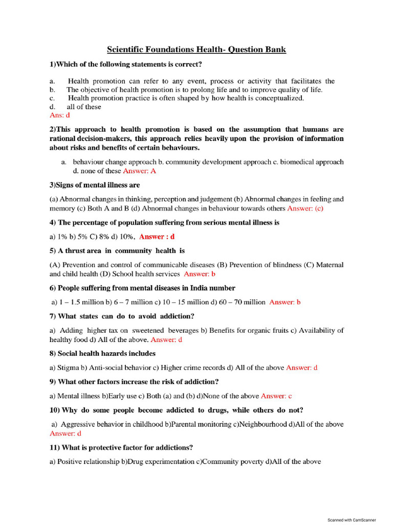 SFH Question Bank | PDF