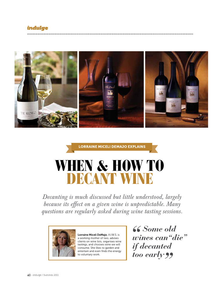 Decanting Guidelines for Aged Wines | PDF | Wine | Alcoholic Drinks