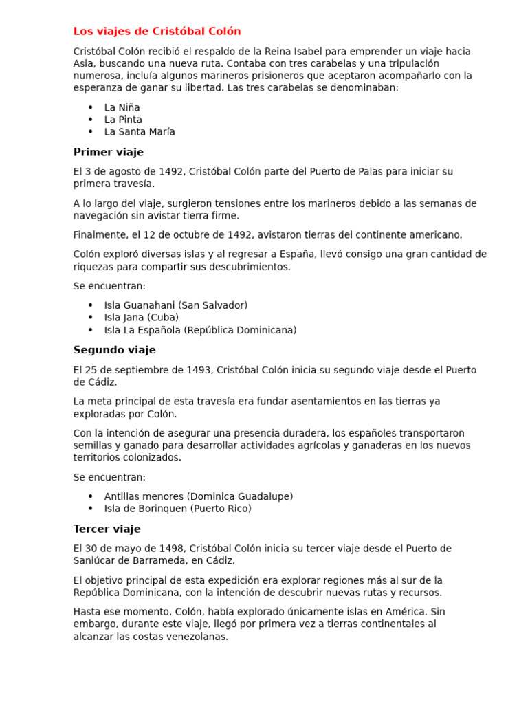 Los Viajes de Cristóbal Colón | PDF | Cristobal colon | Nueva españa