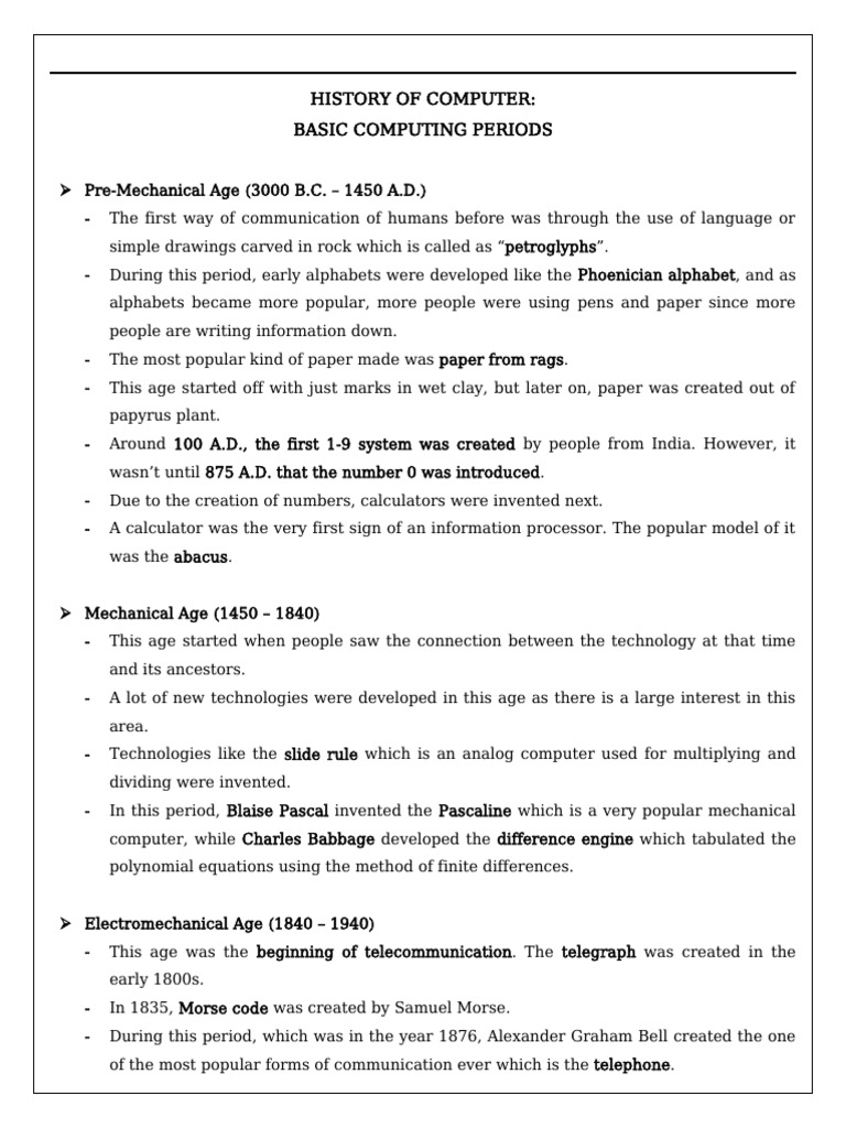 History of Computer: Basic Computing Periods | PDF
