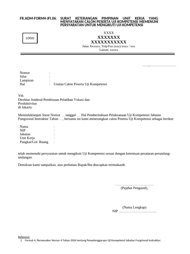 06 FR ADM FORM4 JFI 06 Keterangan Pimpinan Terkait Memenuhi Syarat 54b38 | PDF
