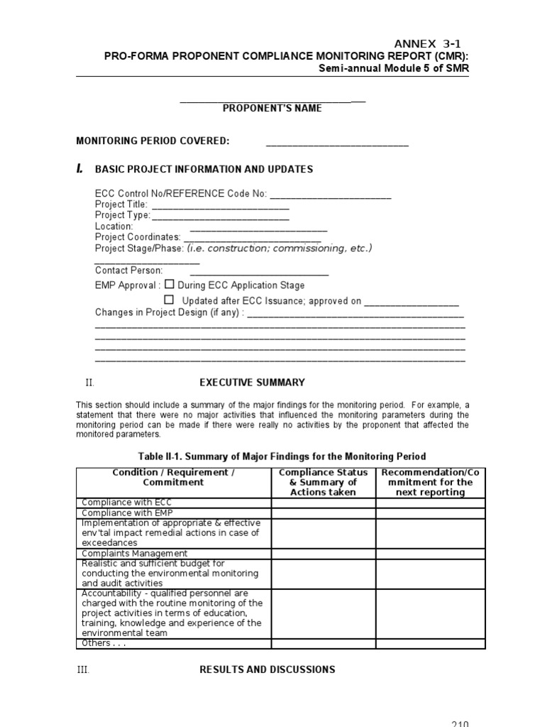 CMR Blank | PDF | Environmental Monitoring | Environmental Impact ...