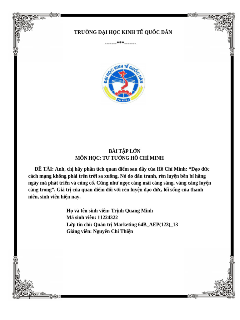 Tiểu Luận TTHCM | PDF