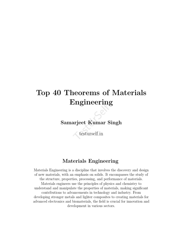 Top 40 Materials Engineering Theorems | PDF | Elasticity (Physics ...