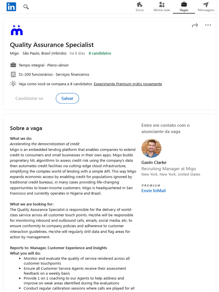 Quality Assurance Specialist - Migo - LinkedIn | PDF
