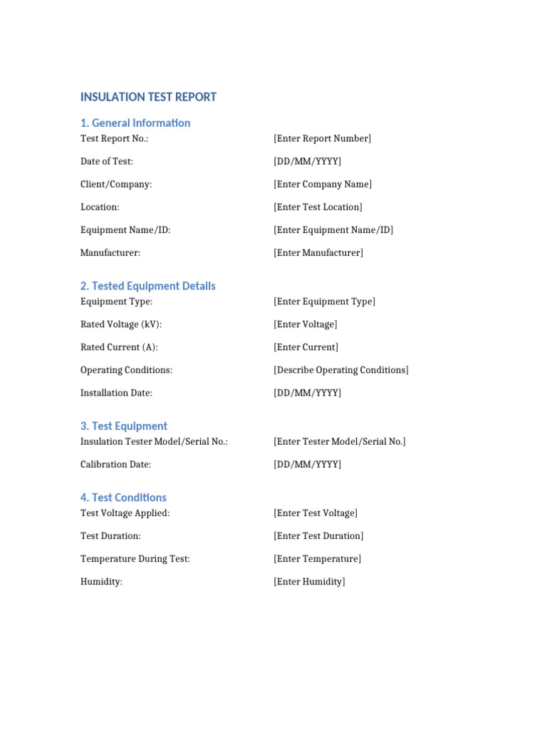 Insulation Test Report Format | PDF