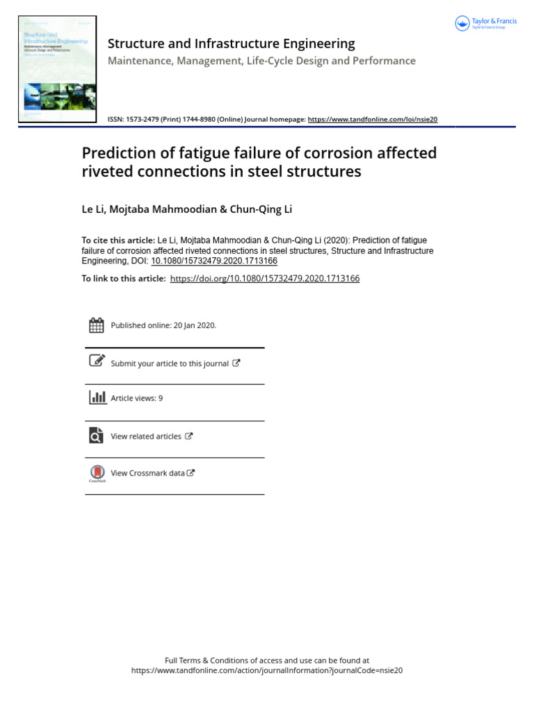 Prediction of Fatigue Failure of Corrosion Affected Riveted Connections ...