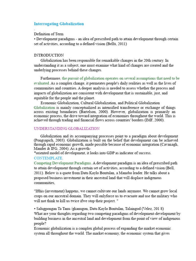 L2 Interrogating Globalization | PDF | Globalization | Finance & Money Management