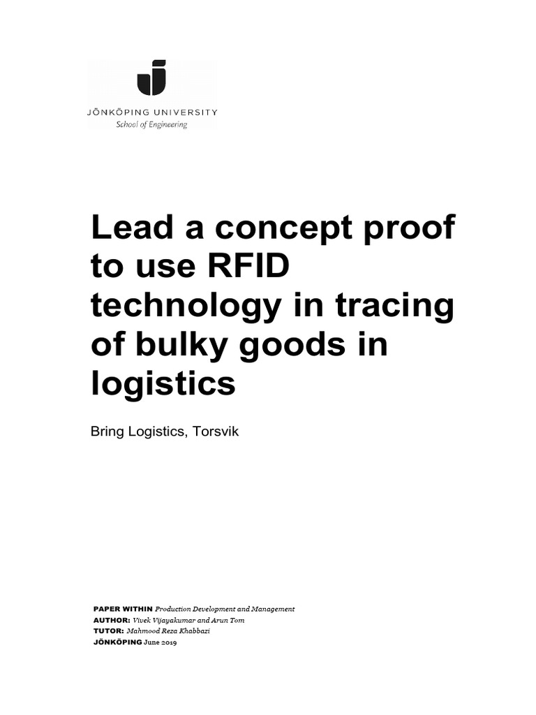 Lead A Concept Proof To Use RFID Technology in Tracing of Bulky Goods ...