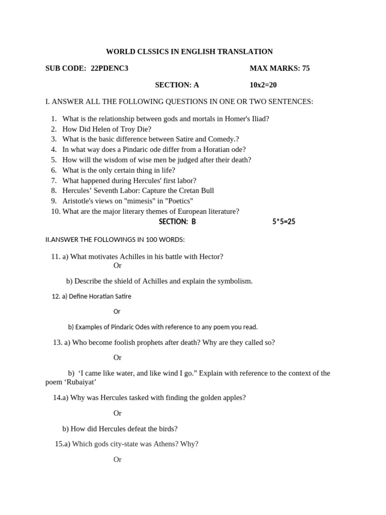 World Classics in Translation | PDF