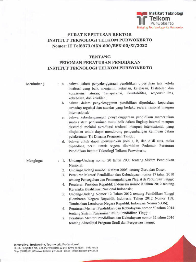 2022.11.01 Pedoman Peraturan Pendidikan ITTP 2 | PDF