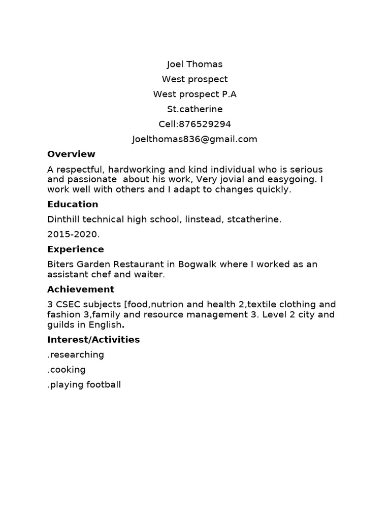 Joel Thomas Resume | PDF