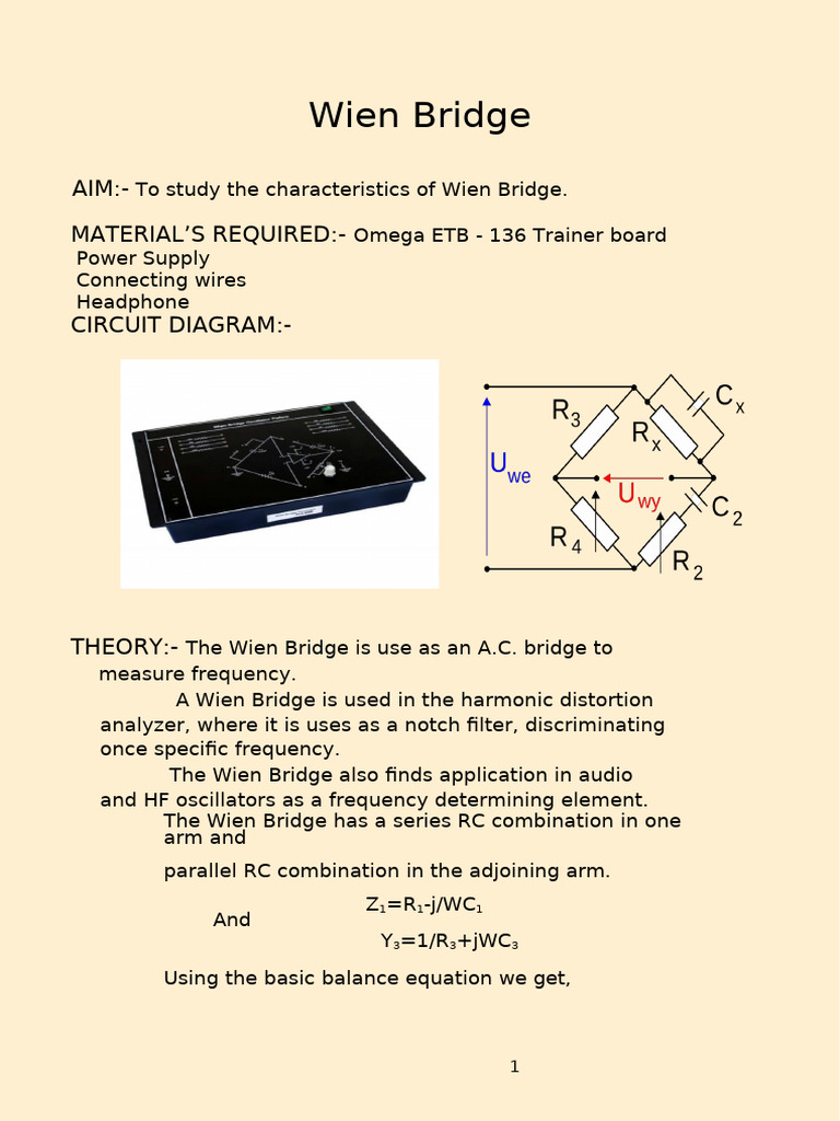 Wein Bridge | PDF | Electronic Oscillator | Telecommunications Engineering