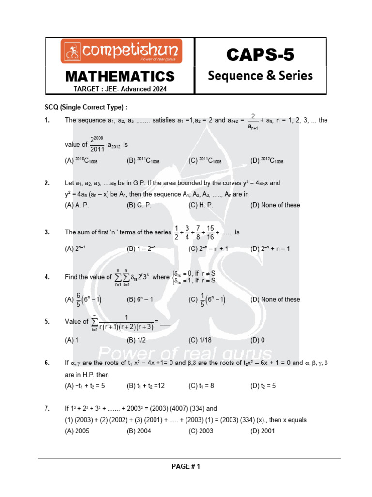 DPP - 5 Sequence & Series | PDF