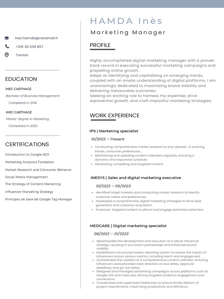 HAMDA's Resume | PDF | Digital Marketing | Marketing