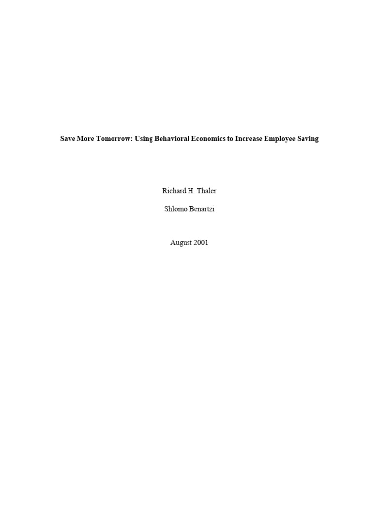 Save More Tomorrow | PDF