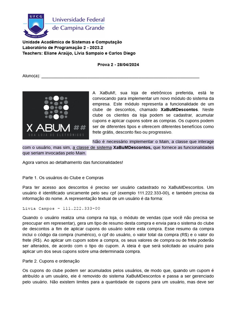 Simulado de Prova2 - LP2 | PDF