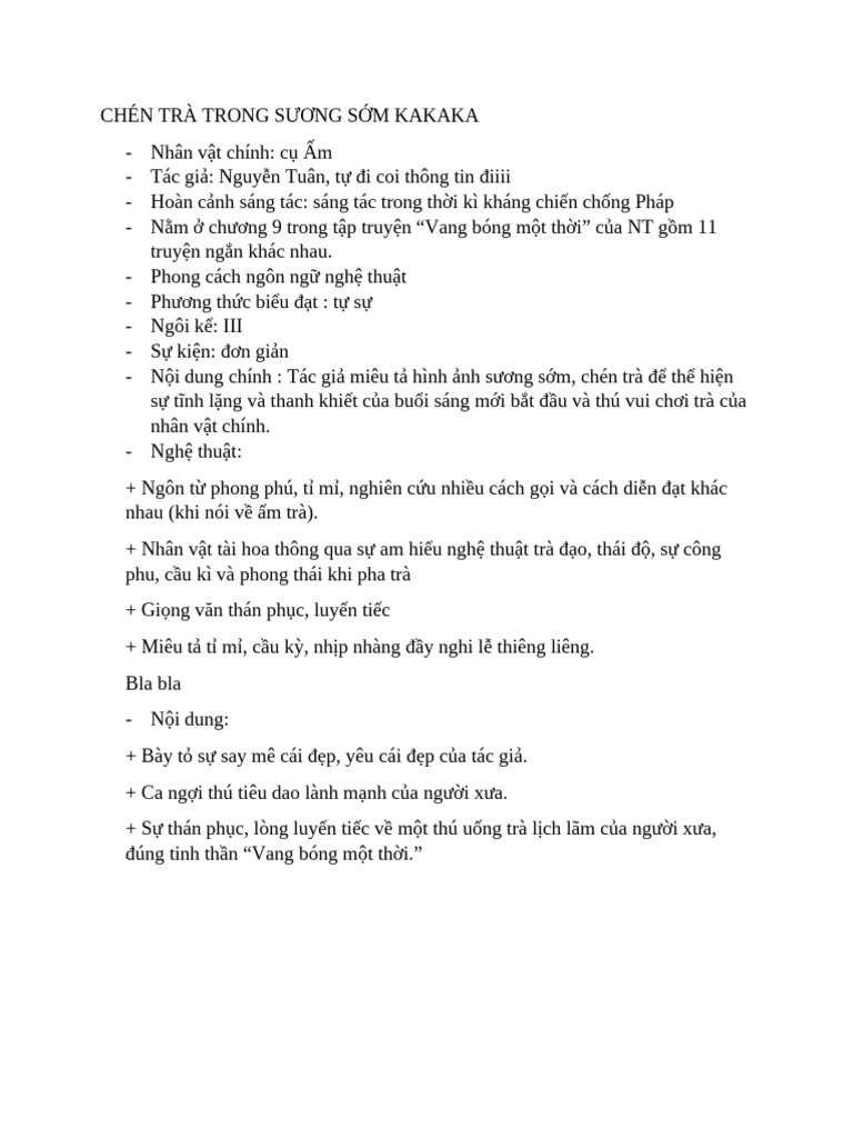 Chén Trà Trong Sương S M Kakaka | PDF