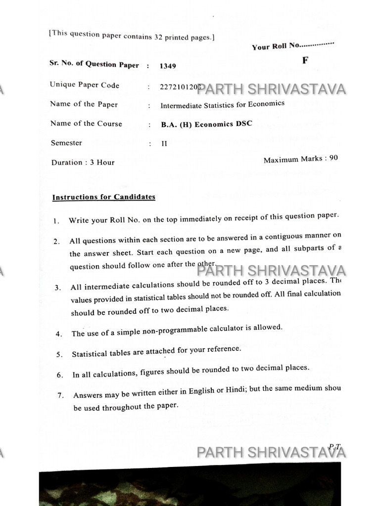 ECO[H] S2 Intermediate Statistics | PDF
