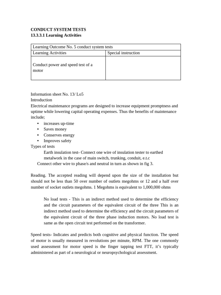 EEBM CHAPTER 5 CONDUCT SYSTEM TESTS | PDF