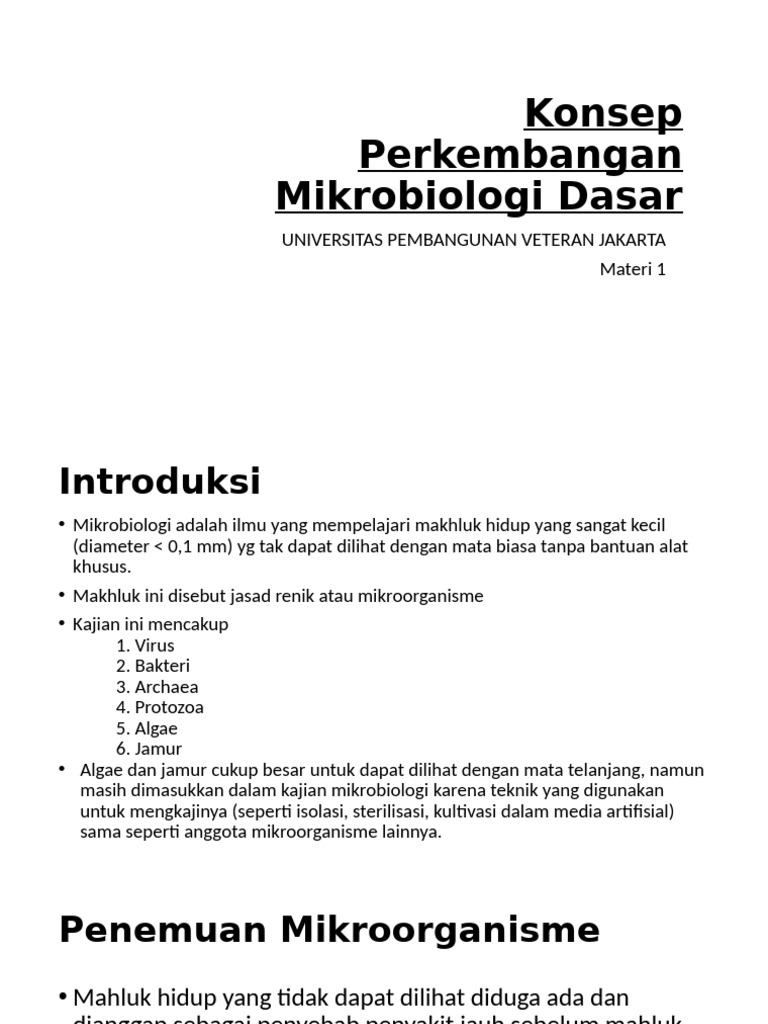 1 - Konsep Perkembangan Mikrobiologi Dasar | PDF